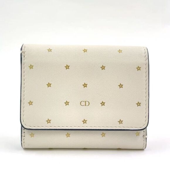 Dior | Bags | Dior Star Pattern Trifold Leather Wallet | Poshmark